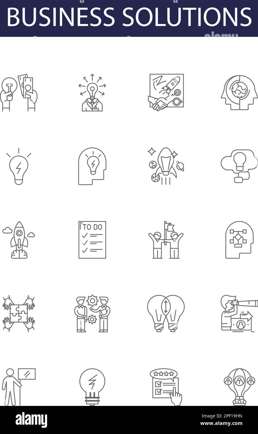 Business solutions line vector icons and signs. business, success ...