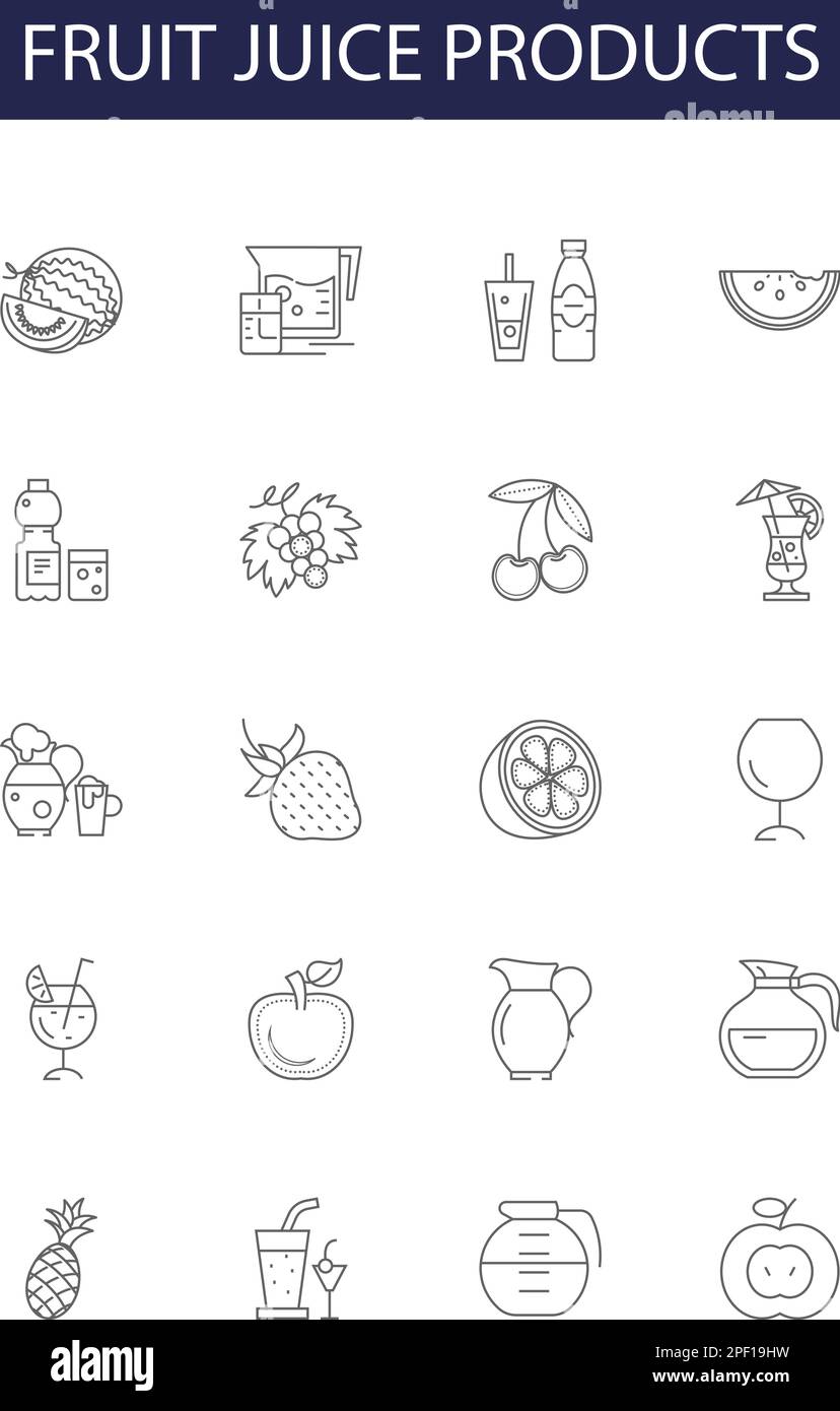 Fruit juice products line vector icons and signs. Juice, Products ...