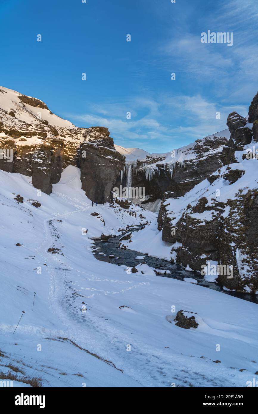 Group of mountaineering tourists on a route through a totally snowy ...