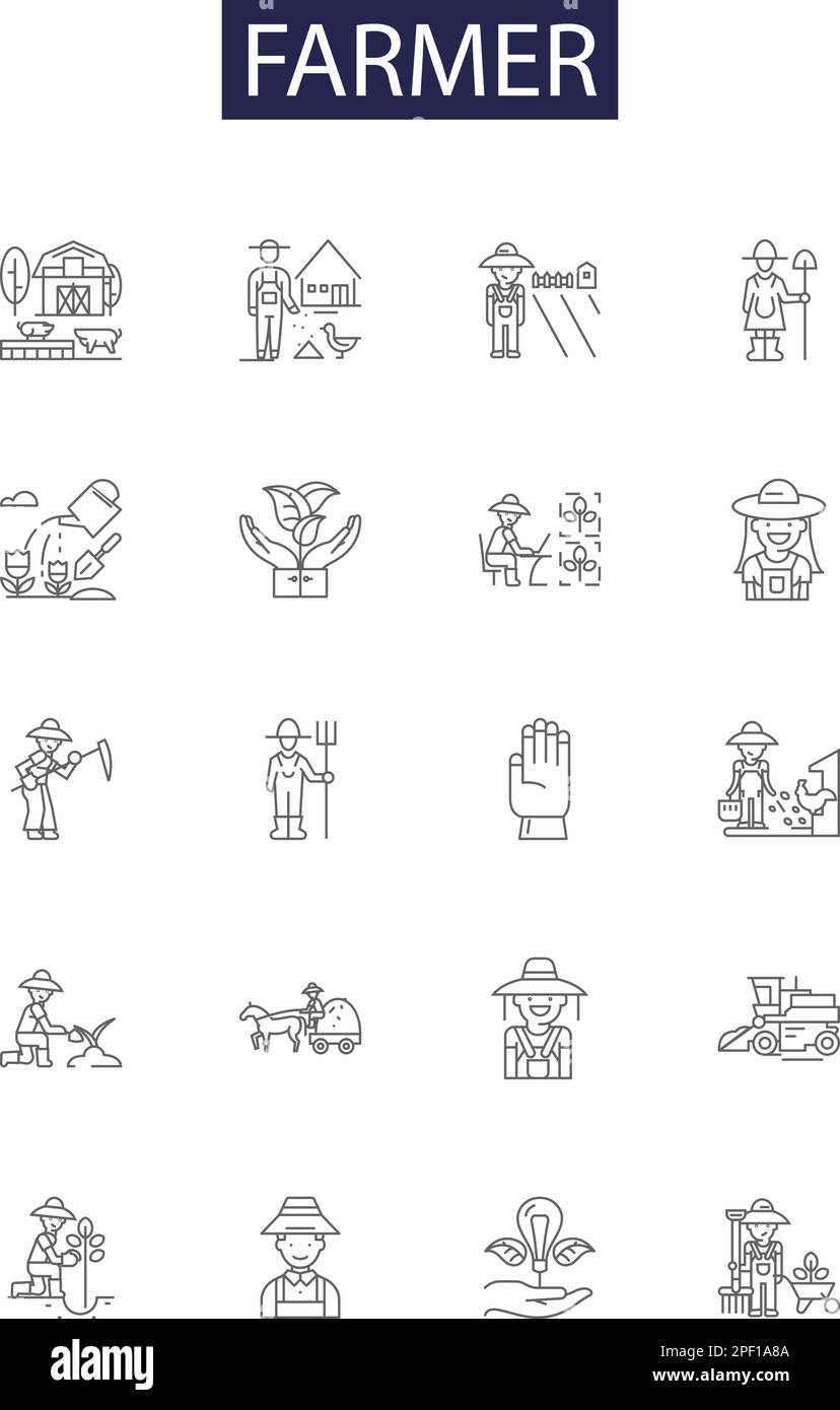 Farmer line vector icons and signs. Agriculturist, Horticulturist ...