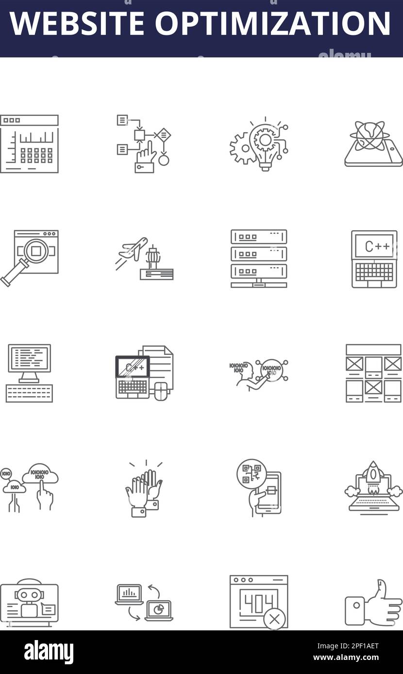 Website optimization line vector icons and signs. technology, web ...