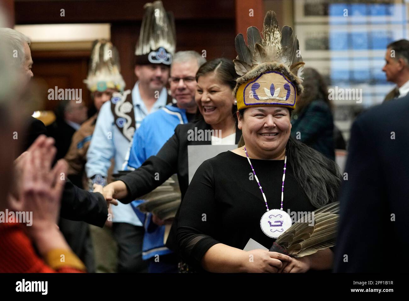 Clarissa Sabattis, Chief of the Houlton Band of Maliseets, foreground ...