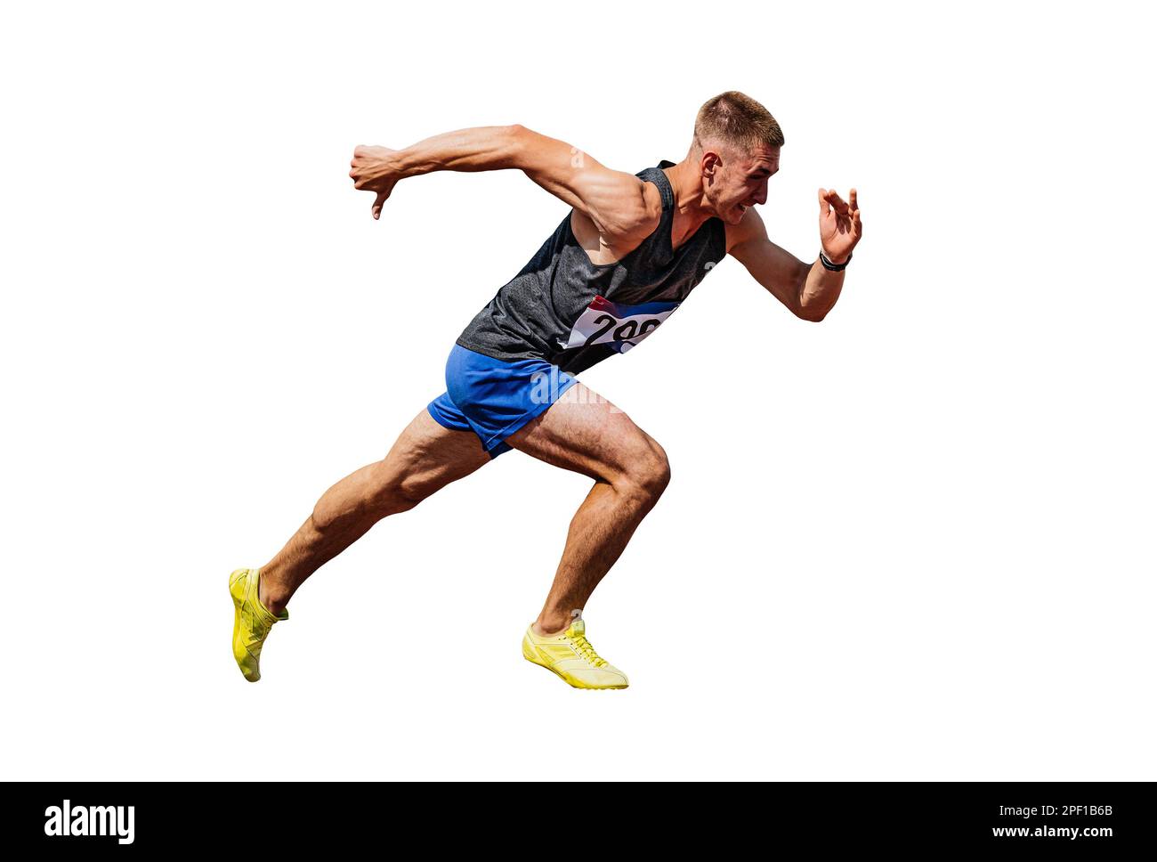 athlete runner starting running sprint on white background, sports ...
