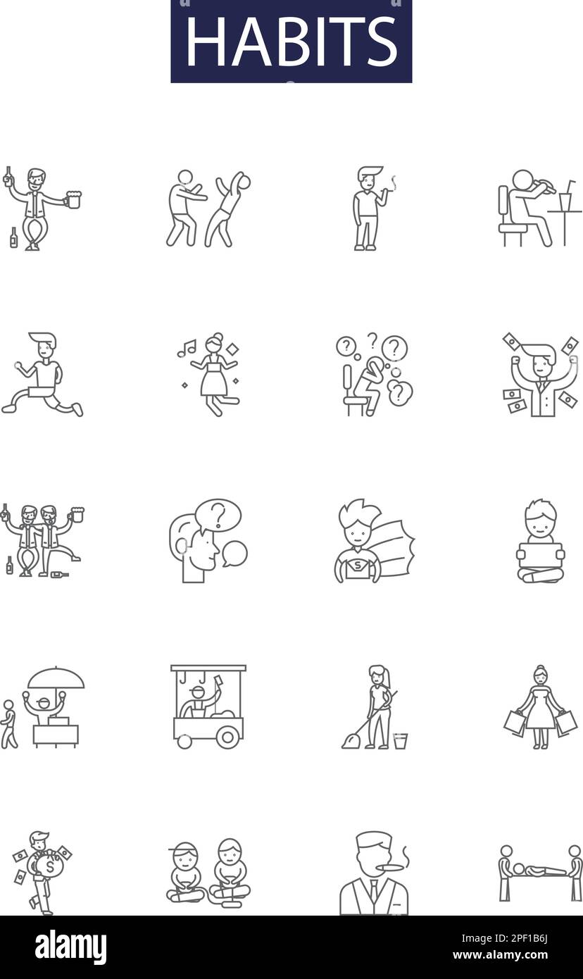 Habits line vector icons and signs. health, healthy, concept, habit ...
