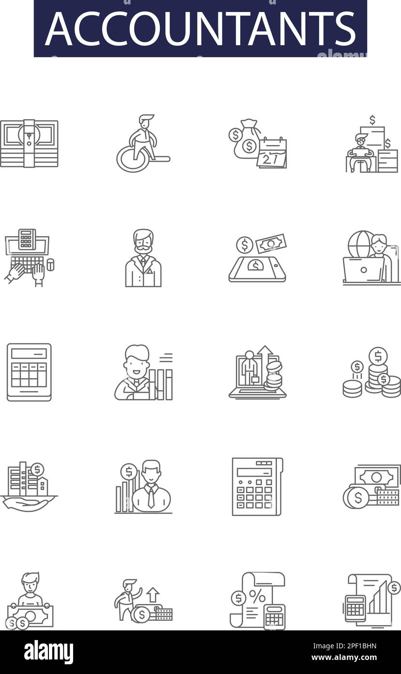 Accountants line vector icons and signs. accountant, office, business ...