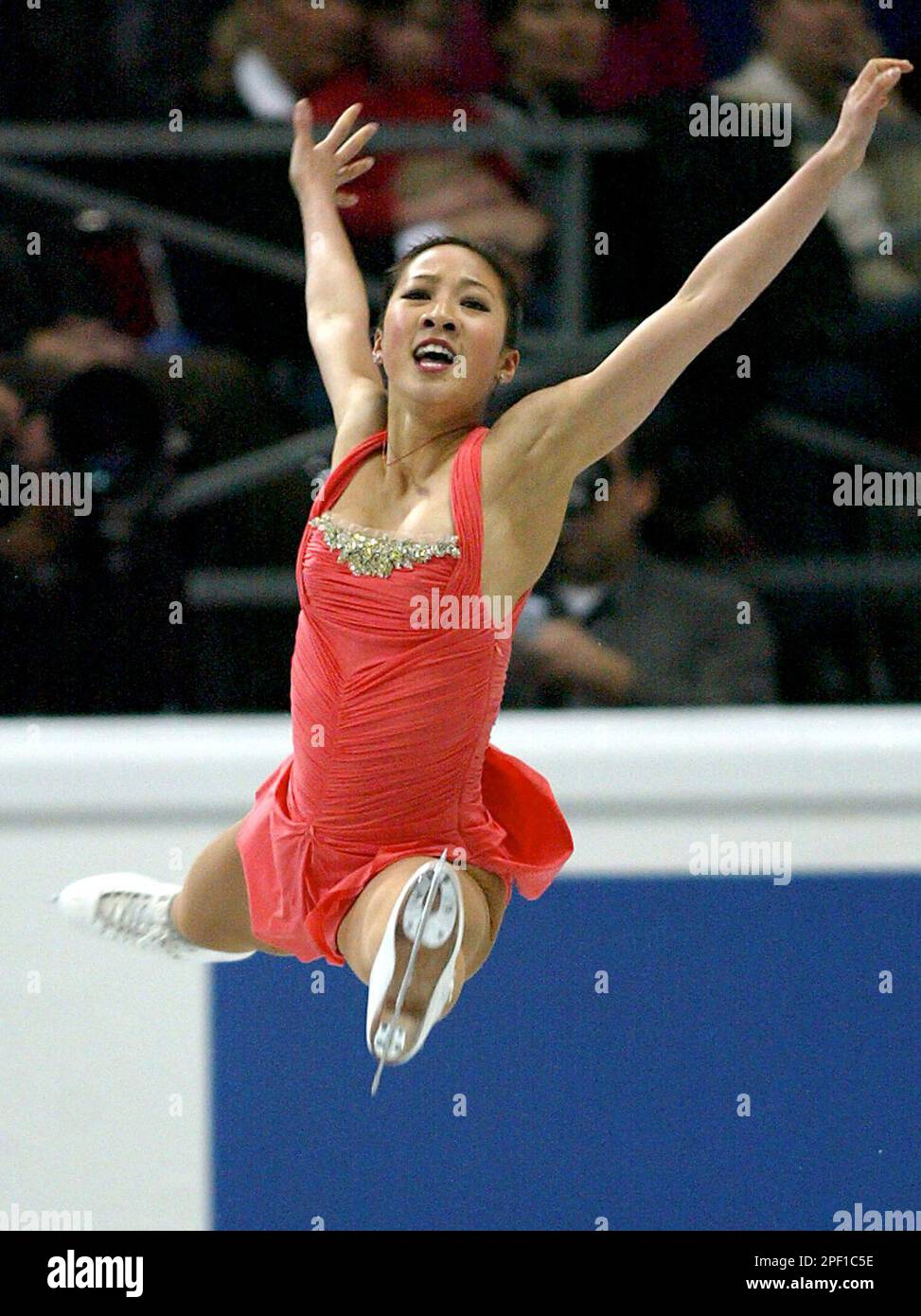 Michelle Kwan from the US jumps during her free skating at the World ...