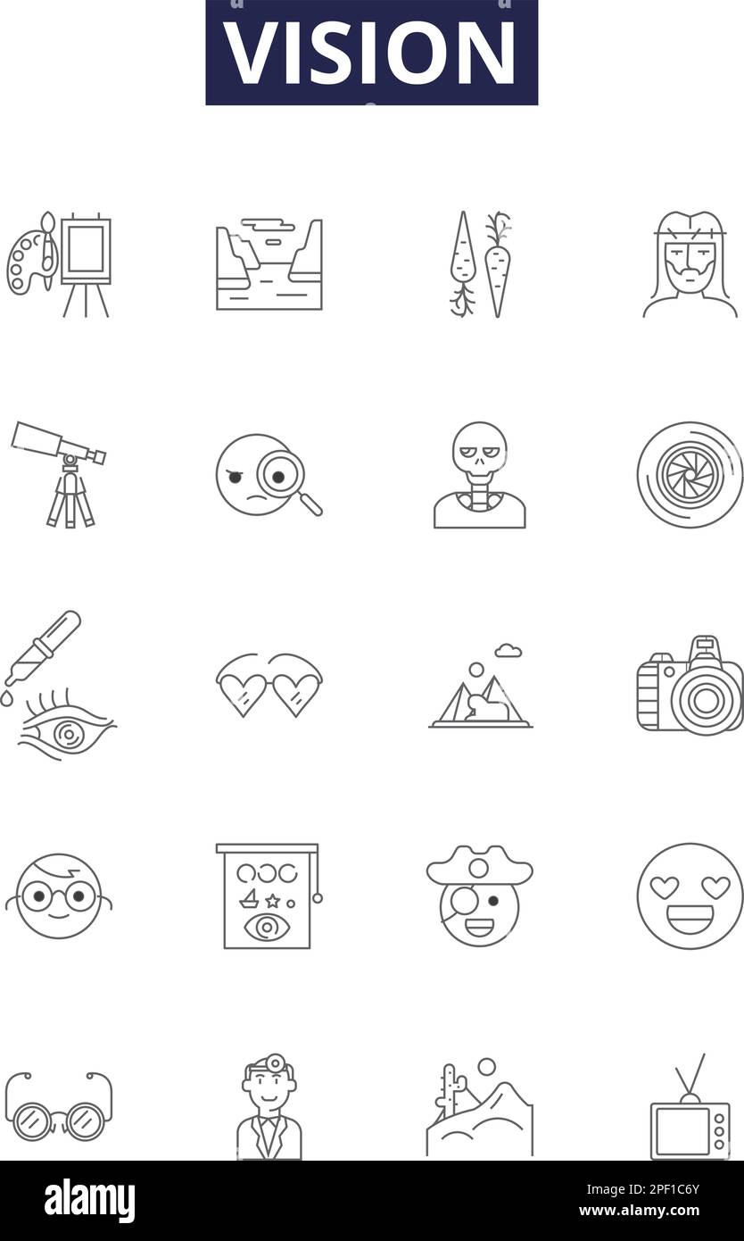 Vision line vector icons and signs. Sight, Perception, Observer ...
