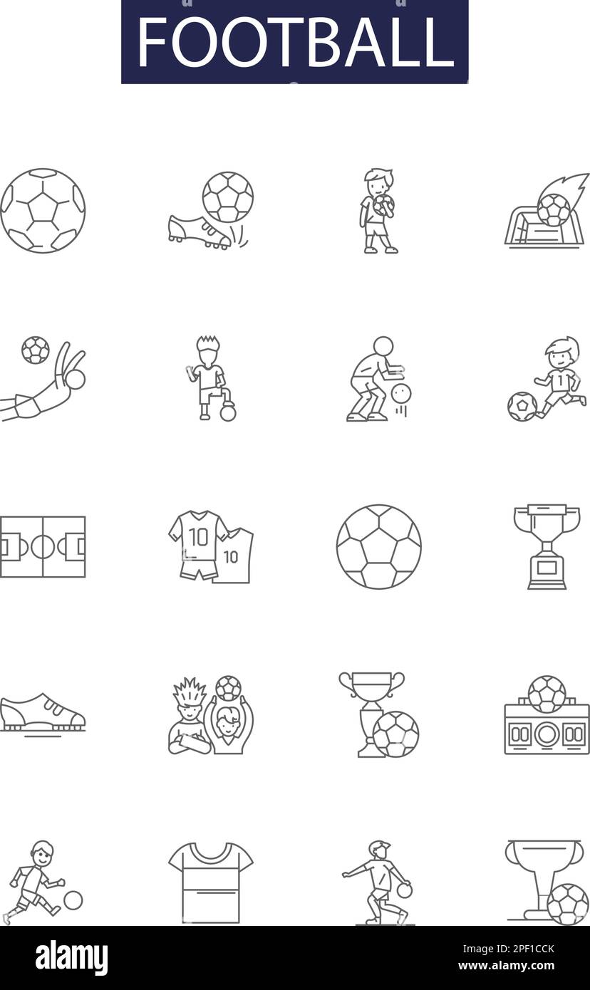 Football line vector icons and signs. sport, soccer, game, team ...