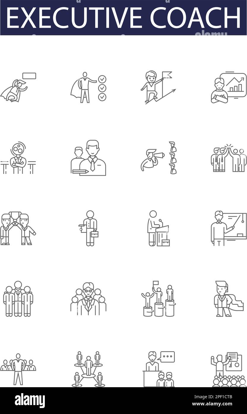 Executive coach line vector icons and signs. Coach, Leadership, Mentor, Professional, Consultant ...