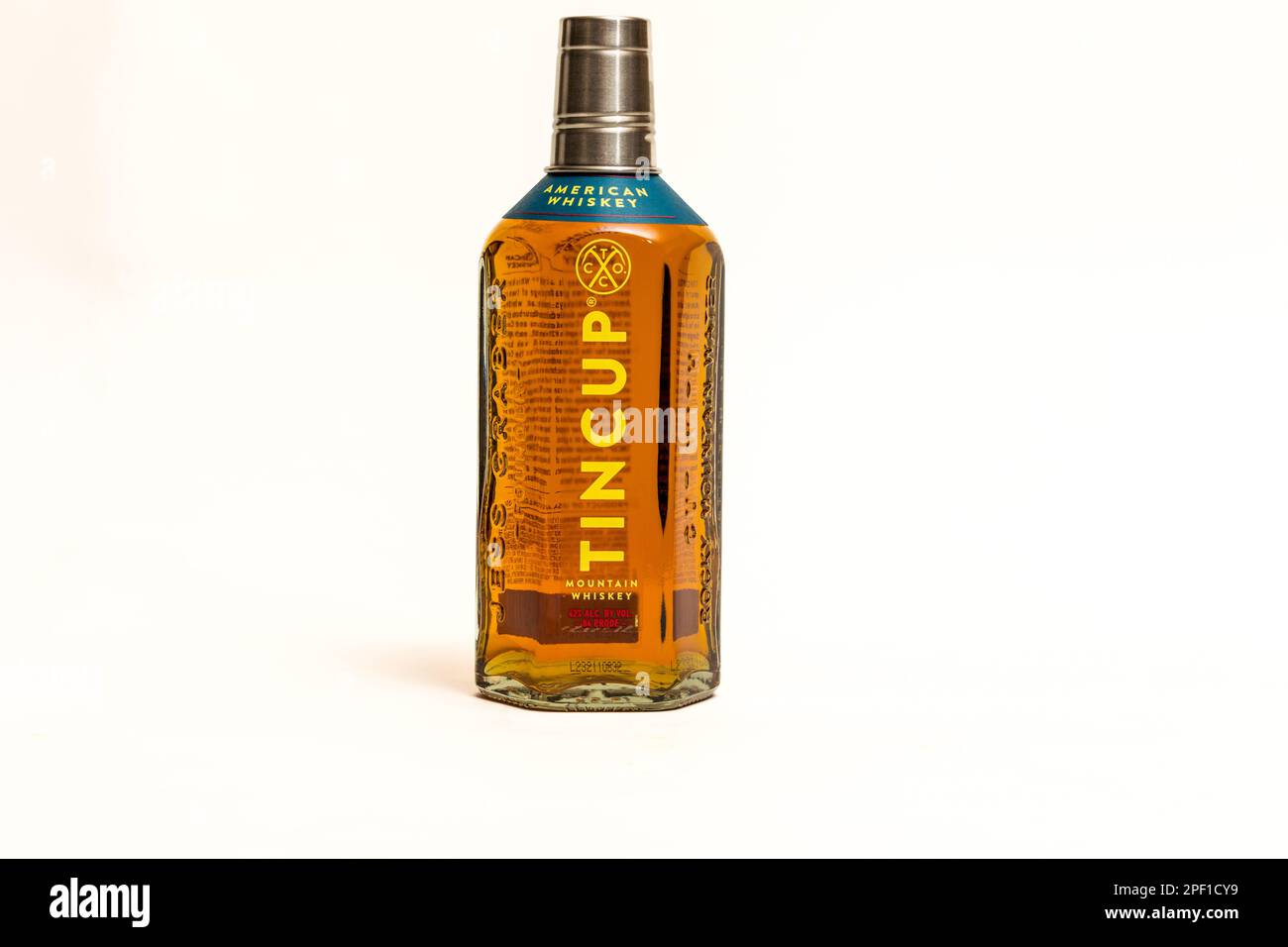 Tin Cup American Whiskey has a jigger included with each bottle Stock ...