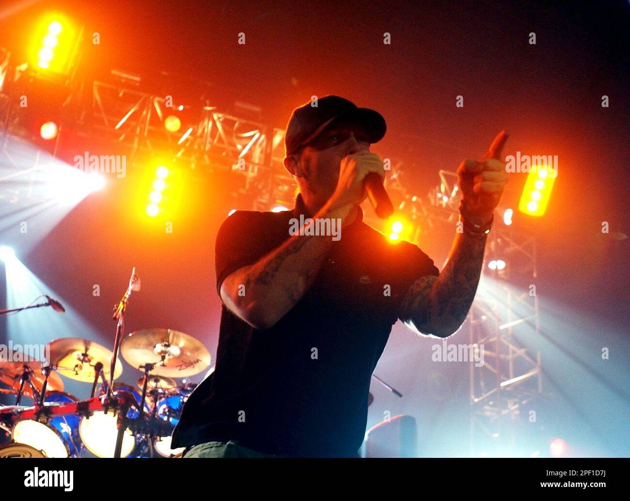 Singer Fred Durst of US rock band Limp Bizkit performs live on stage ...