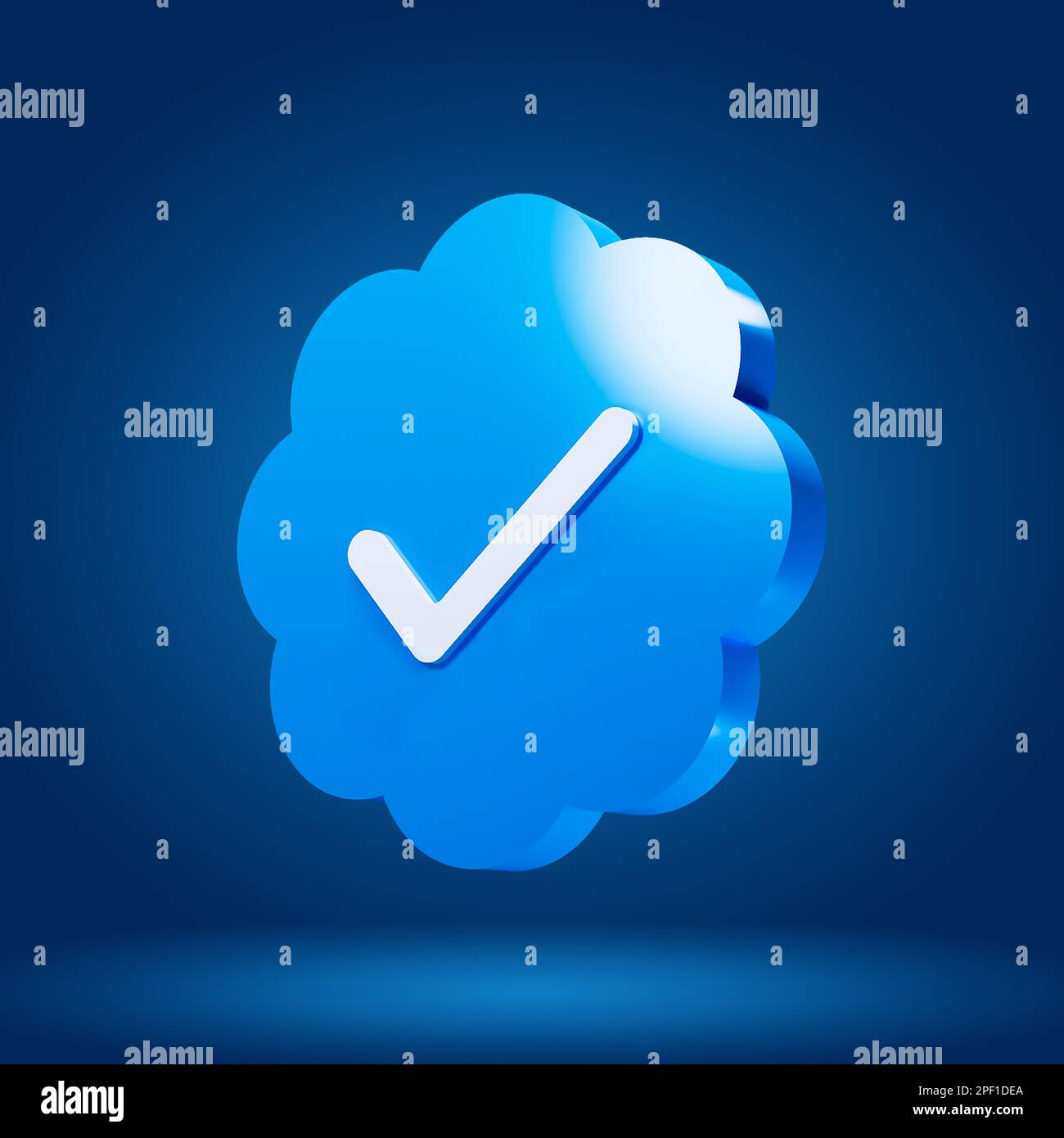 Verification badge icon on blue isolated background. Blue Check. 3D ...
