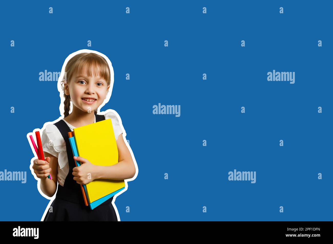 child isolated over blue color background Stock Photo - Alamy