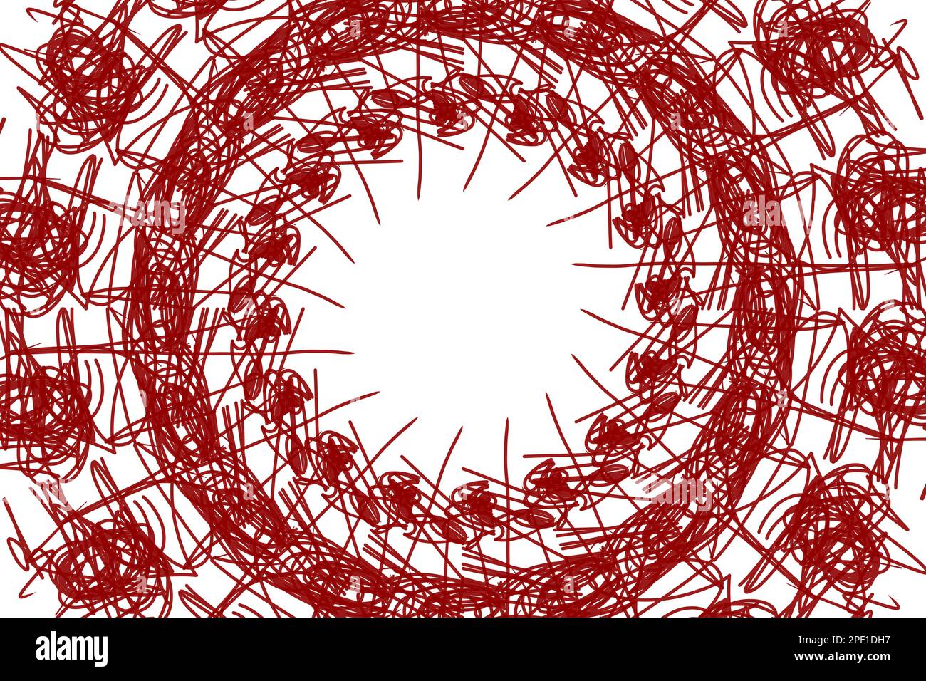 Drawn round frame made of sharp lines, circles and ornament. Insert ...