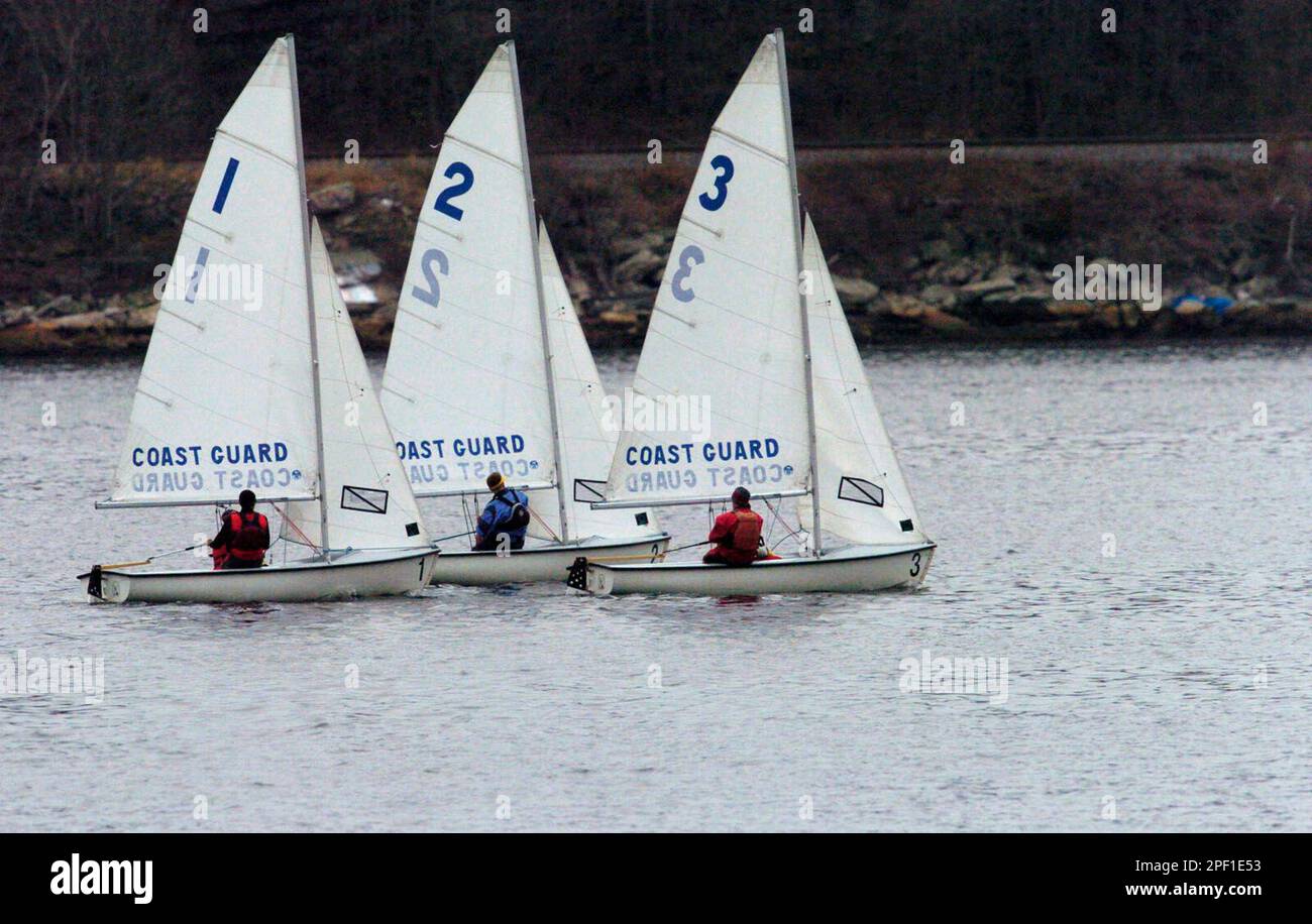 Coast Guard Academy cadets pratice sailing on the Thames River in New ...