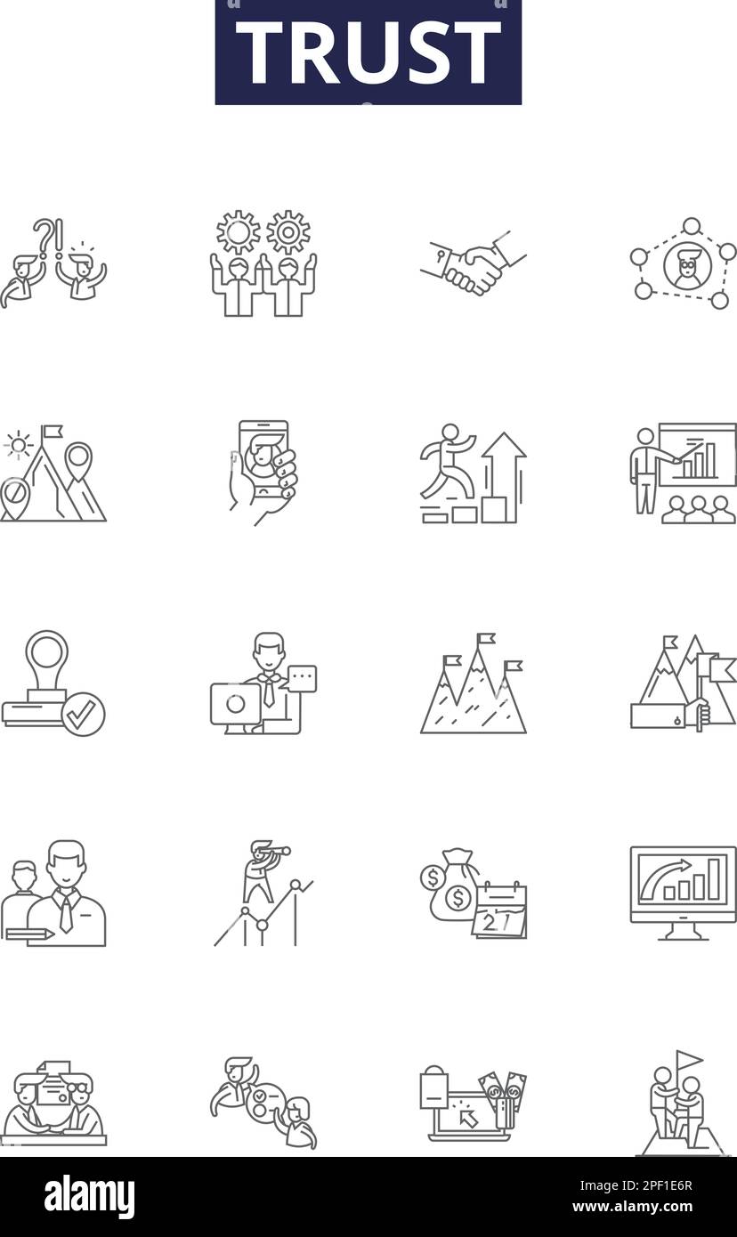 Trust line vector icons and signs. Loyalty, Credence, Credibility ... Trust line vector icons and signs. Loyalty, Credence, Credibility ...
