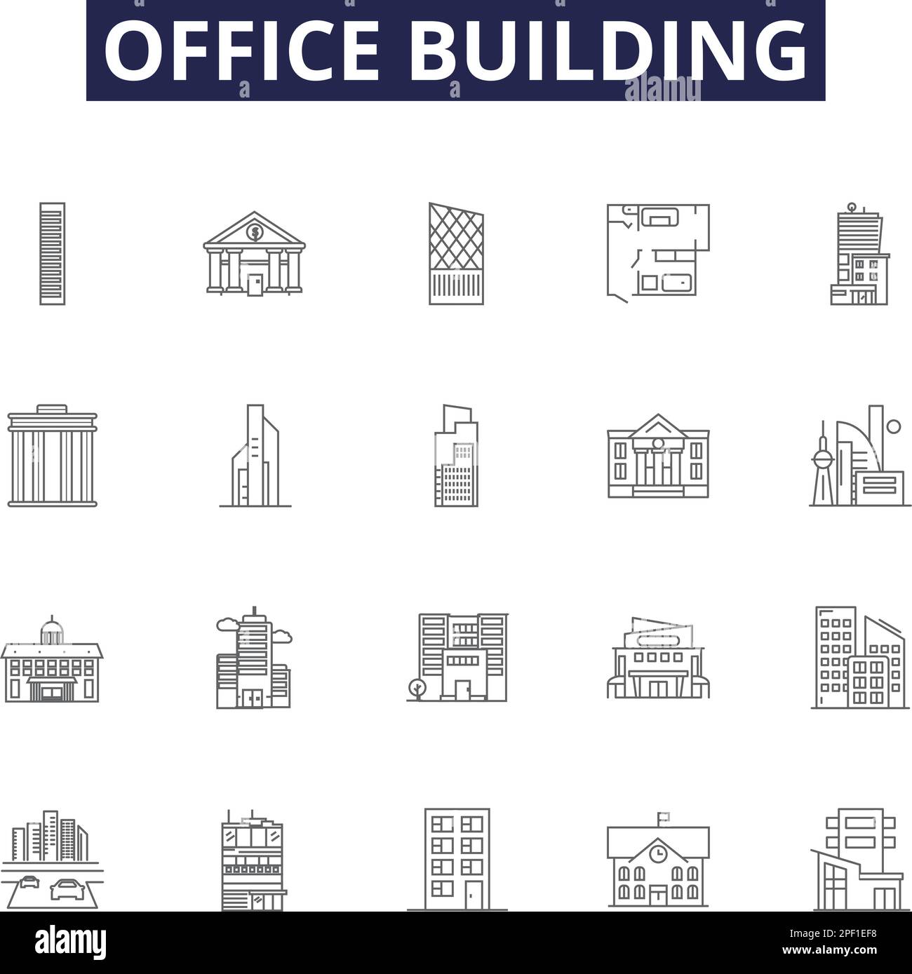 Office building line vector icons and signs. office, building ...