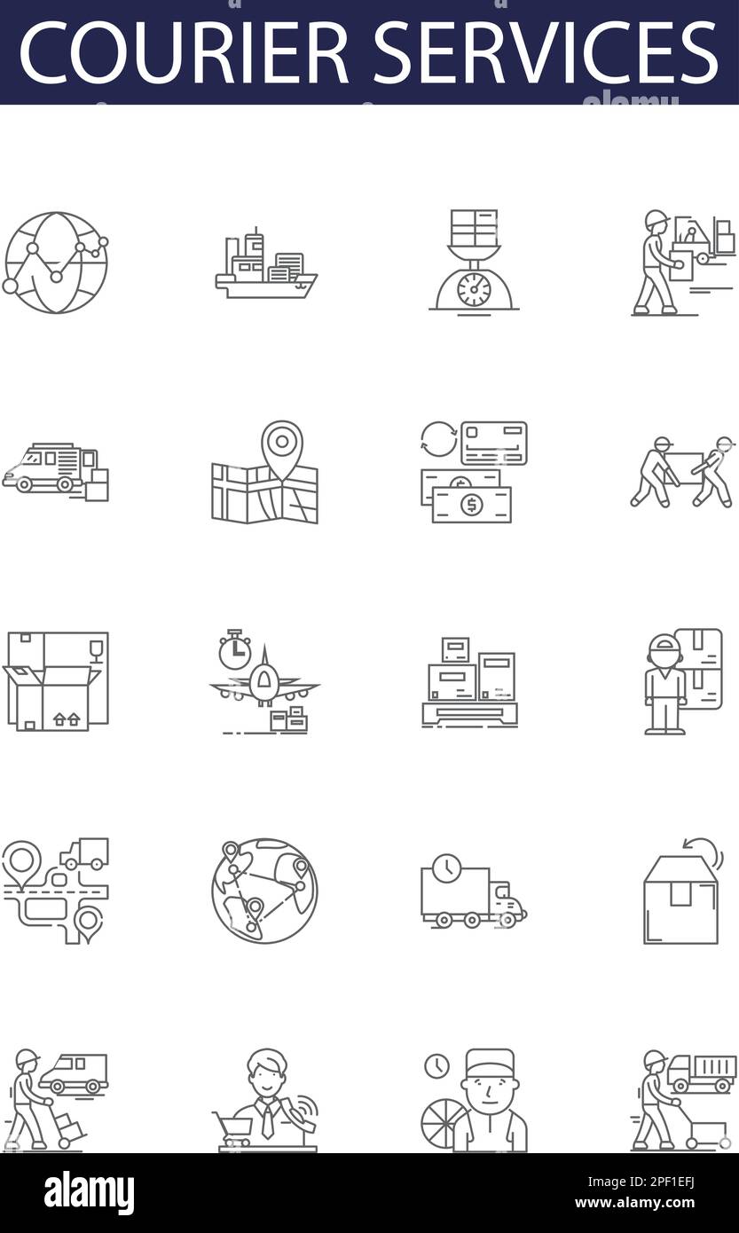 Courier services line vector icons and signs. Delivery, Services ...