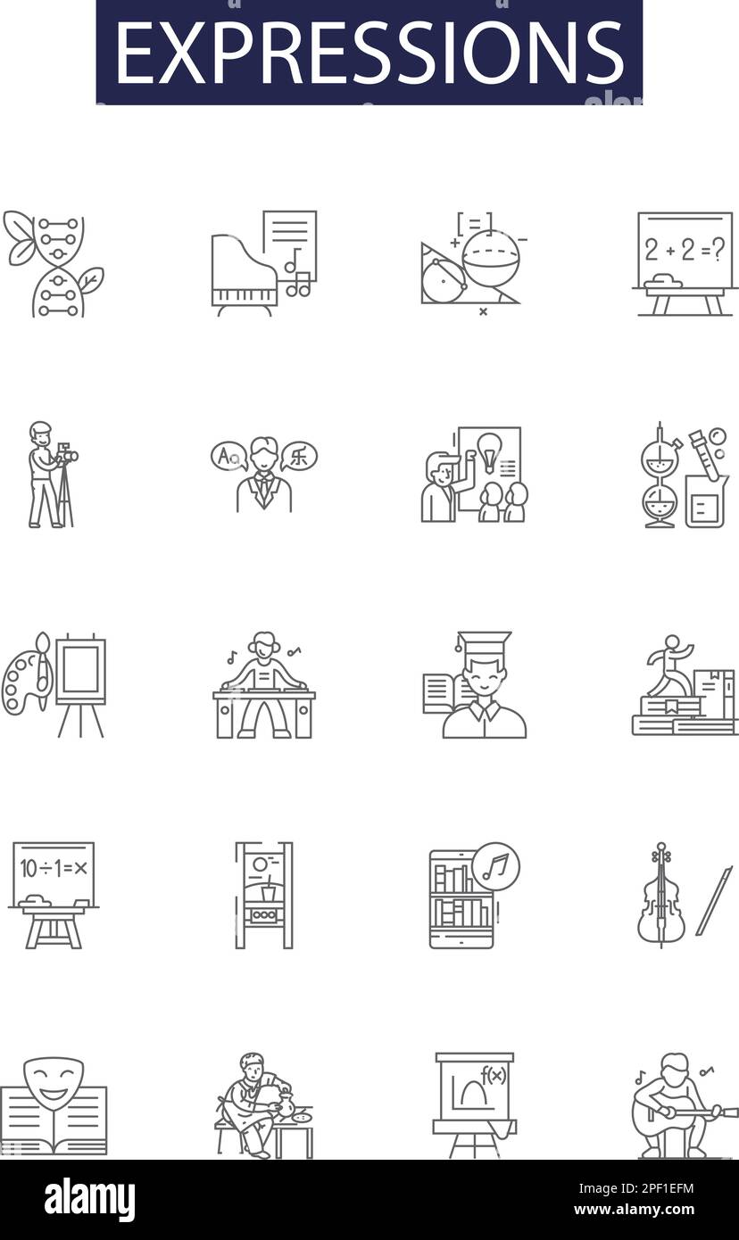 Expressions line vector icons and signs. Idioms, Slang, Sayings ...