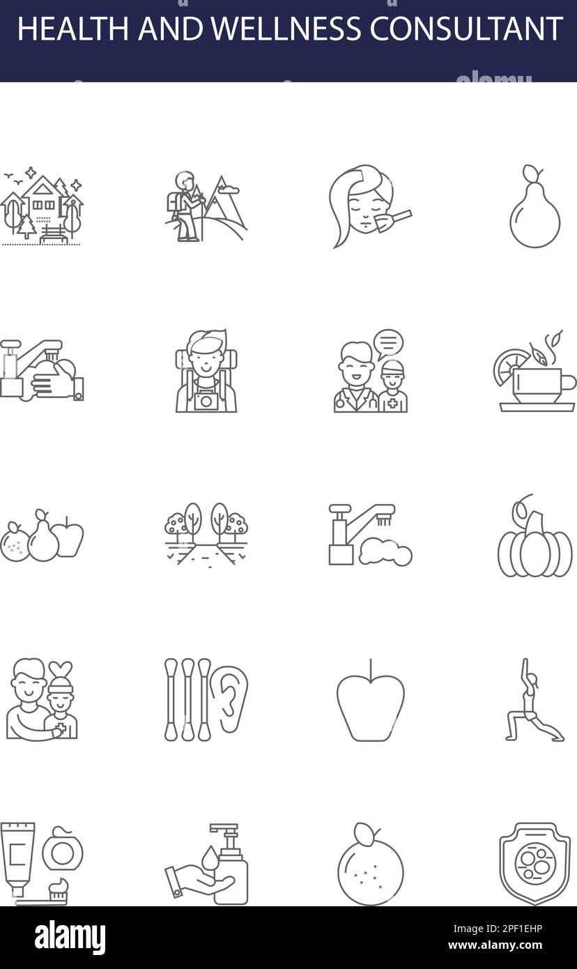 Health and wellness consultant line vector icons and signs. Wellness ...