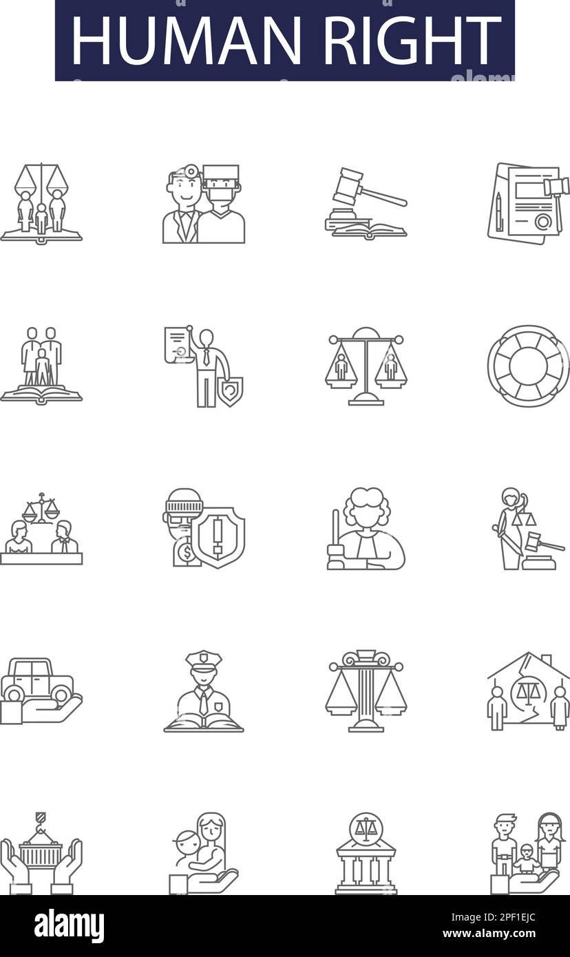 Human right line vector icons and signs. Equality, Freedom, Respect ...
