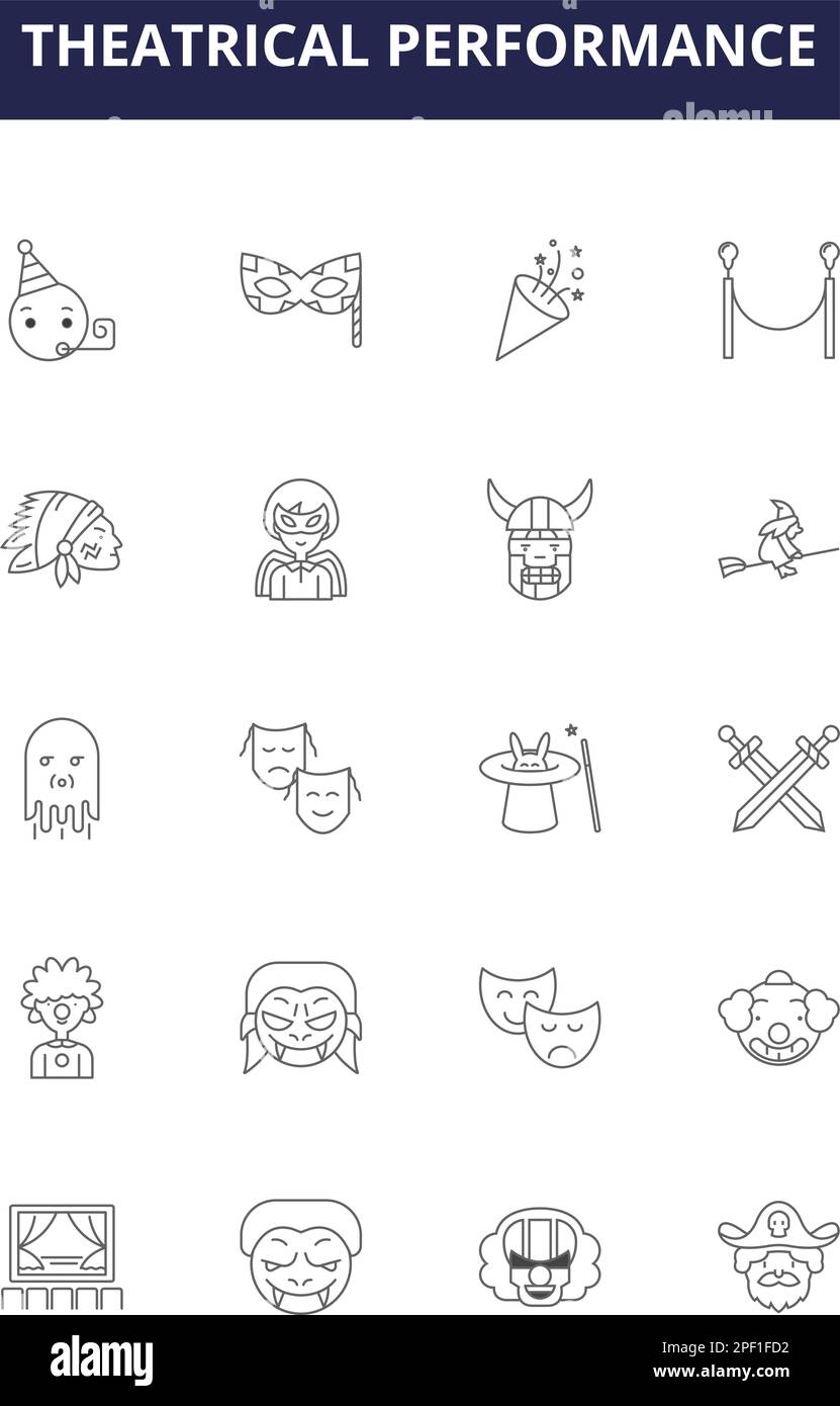 Theatrical Performance Line Vector Icons And Signs Show Drama Comedy