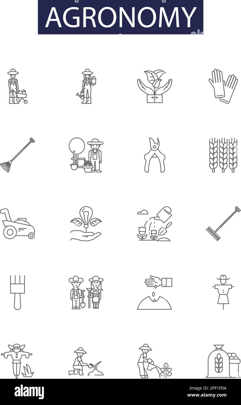 Agronomy line vector icons and signs. Crops, Soil, Fertilizers, Yields ...