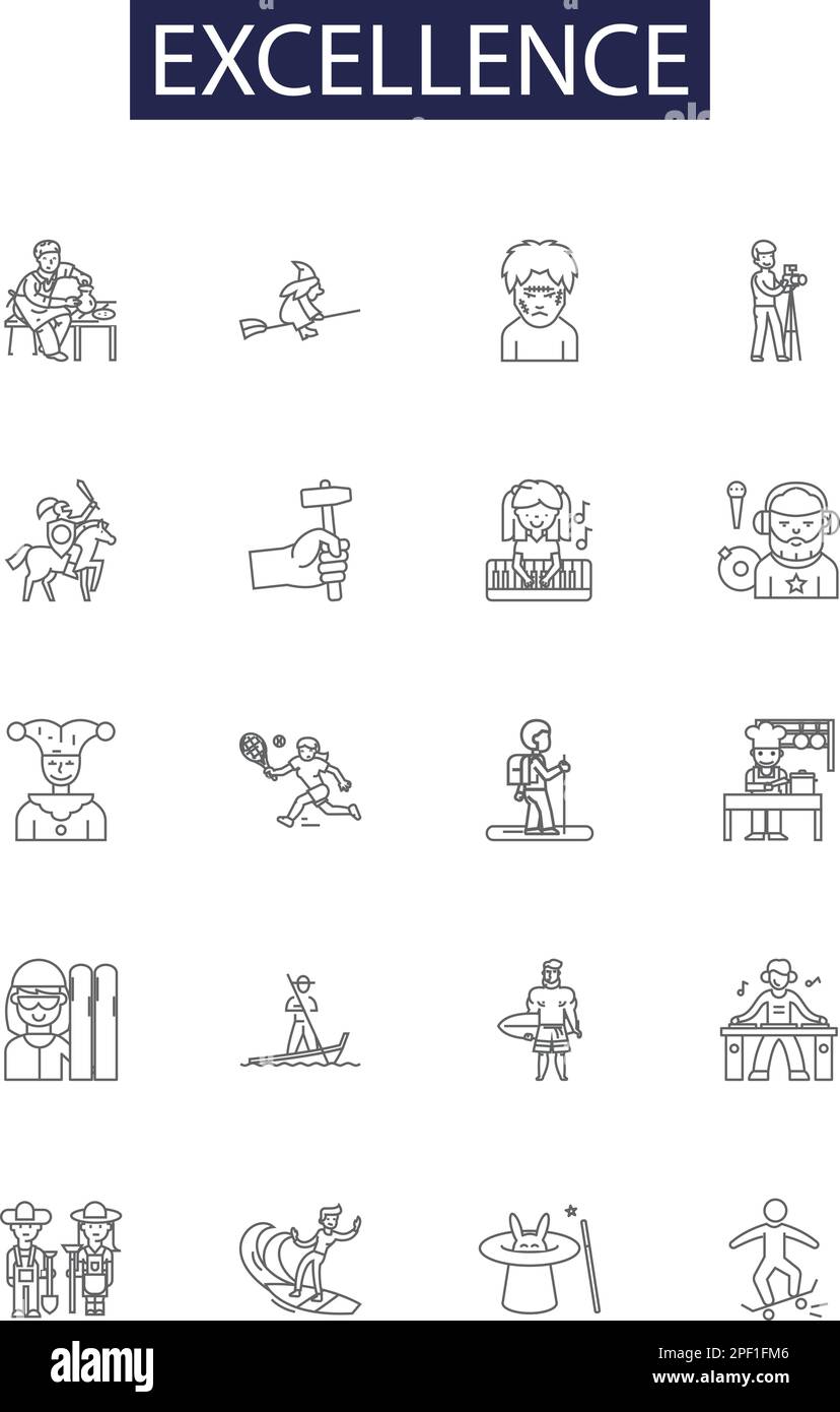 Excellence line vector icons and signs. Exceptional, Stellar ...