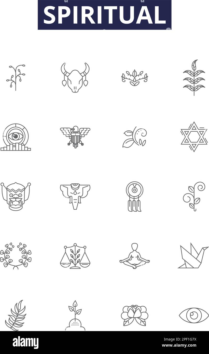Spiritual line vector icons and signs. Holy, Divine, Mystic, Sacred ...