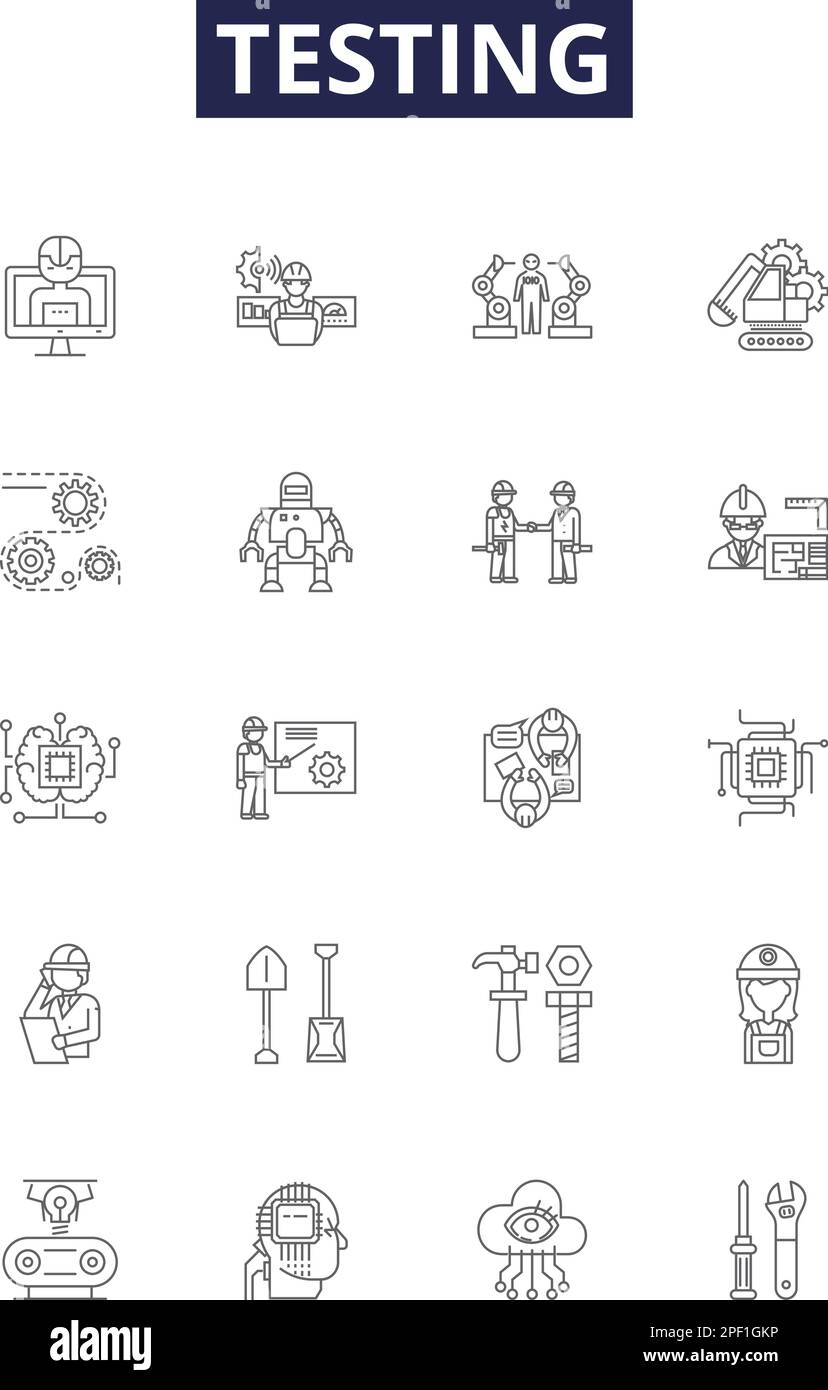 Testing Line Vector Icons And Signs Assessing Checking Verifying Analyzing Debugging