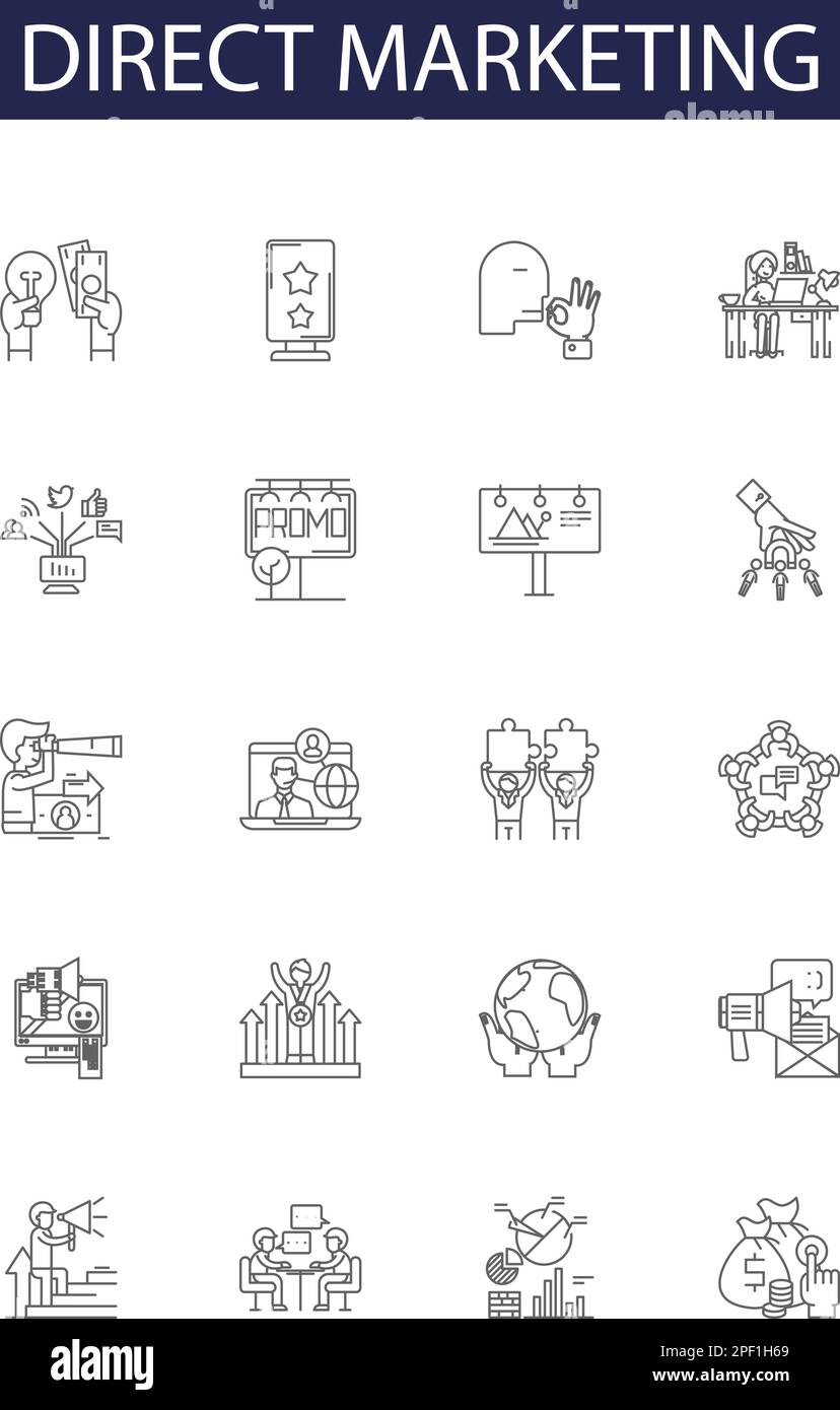 Direct marketing line vector icons and signs. Marketing, Mail ...