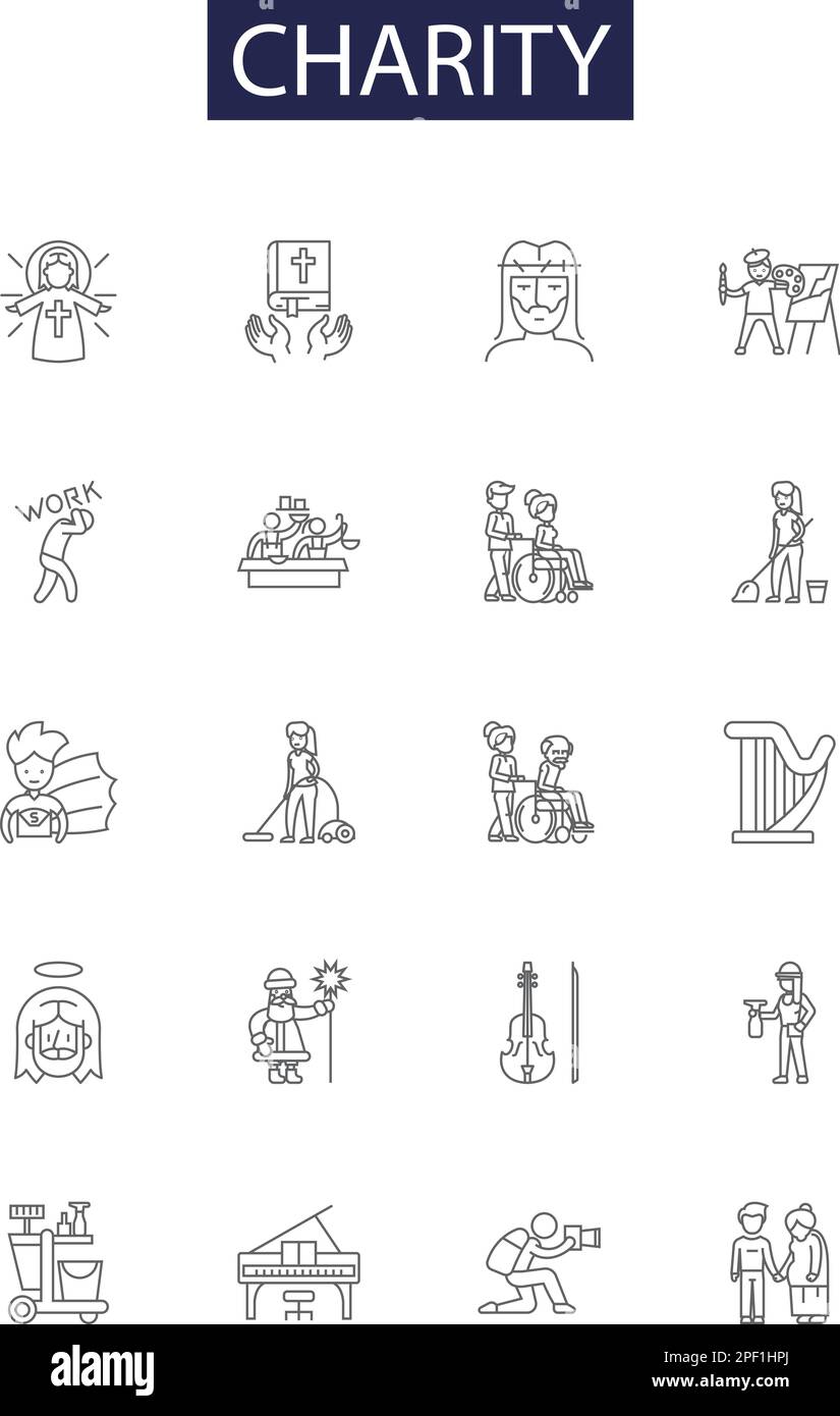 Charity line vector icons and signs. Kindness, Giving, Aid, Donate ...