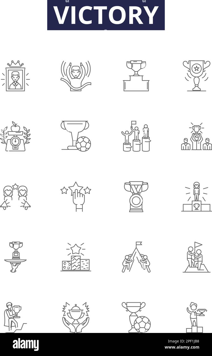 Victory line vector icons and signs. Win, Conquering, Prevail ...
