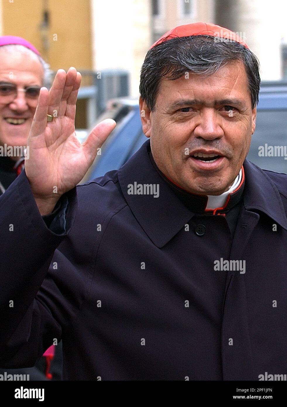Cardinal Norberto Rivera Carrera from Mexico, waves after attending a ...