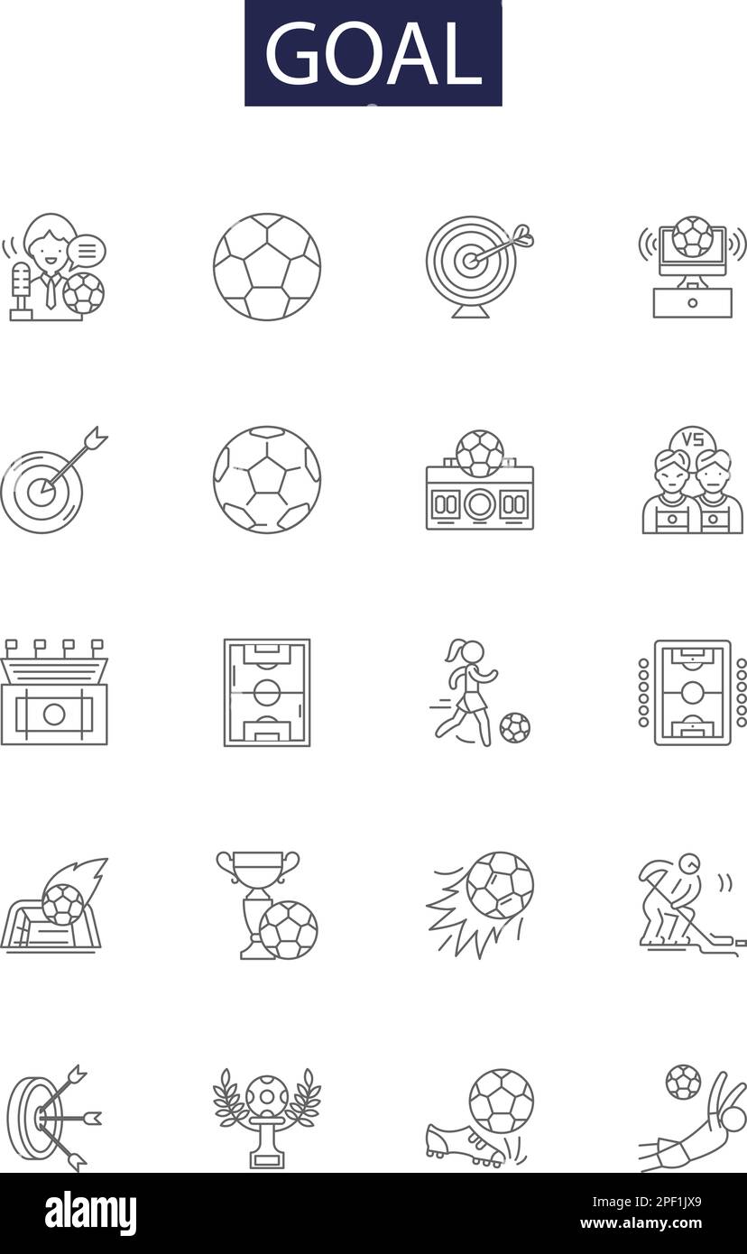 Goal line vector icons and signs. Target, Outcome, Objective, Motive ...