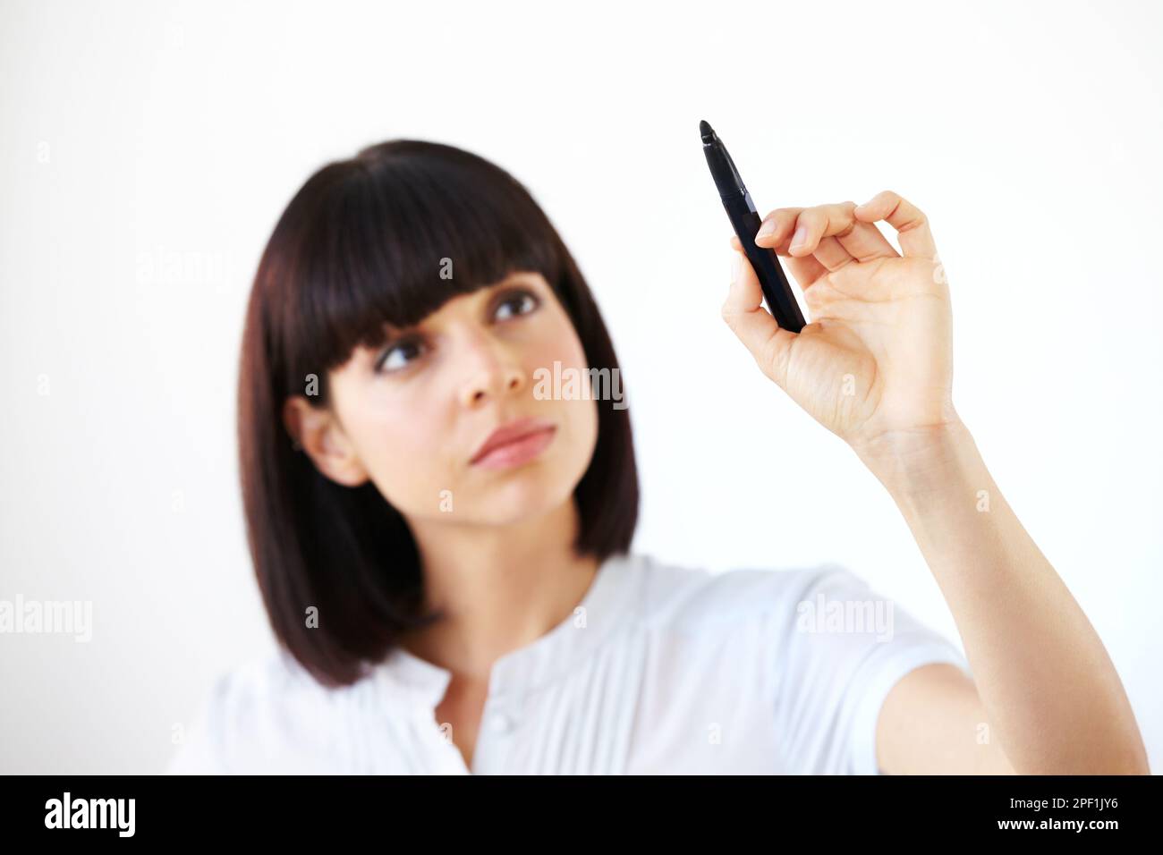 Expressing her business ideas. Conceptual image of a pretty executive ...
