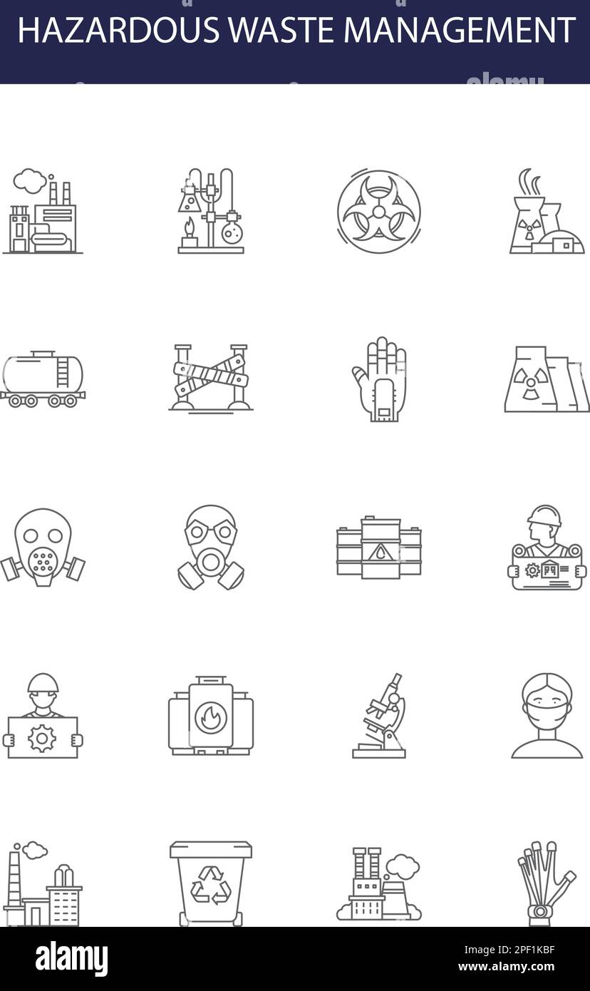 Hazardous waste management line vector icons and signs. Management ... Hazardous waste management line vector icons and signs. Management ...
