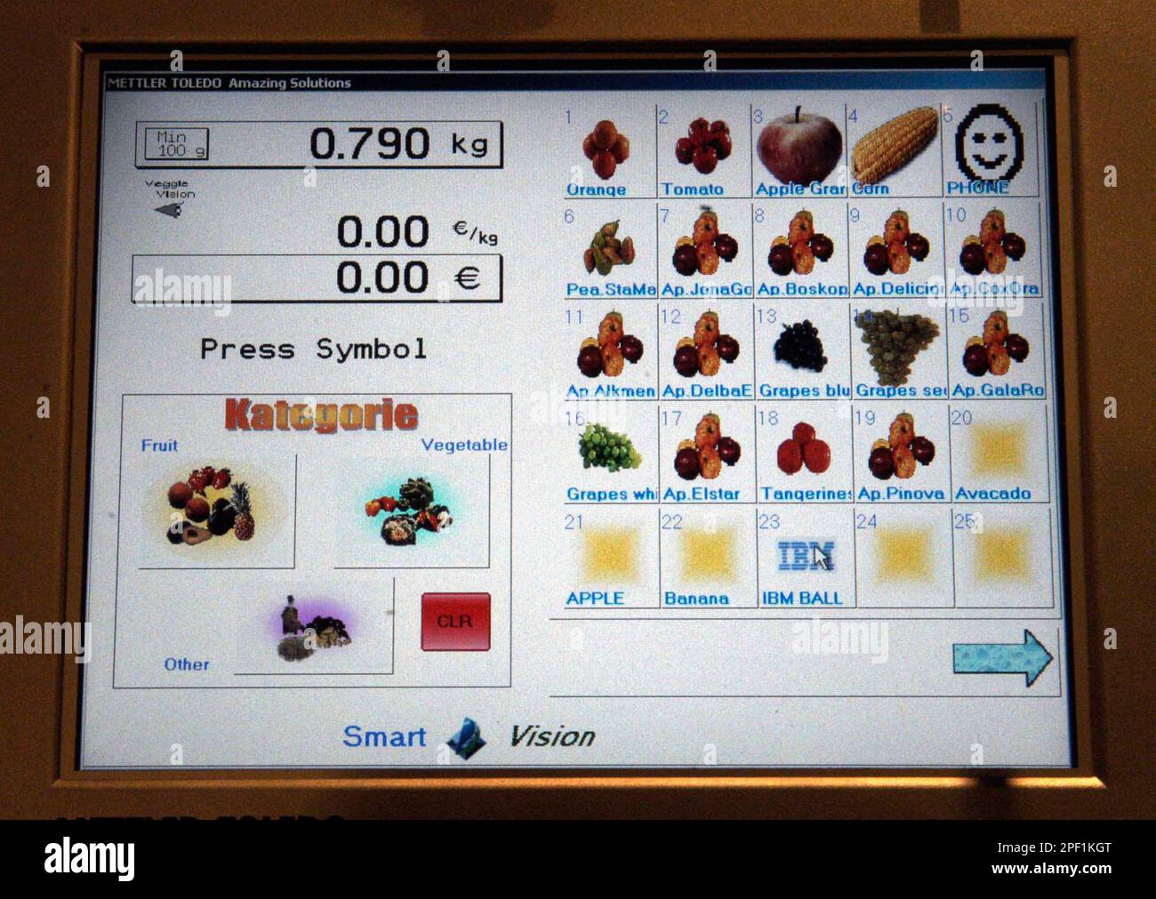 The screen of "Veggie Vision," developed by IBM in Raleigh, N.C., shows ...