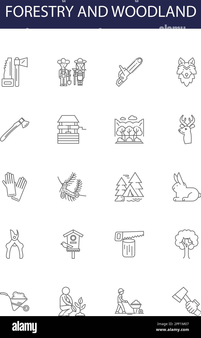 Forestry and woodland line vector icons and signs. Forestry, Woodland ...