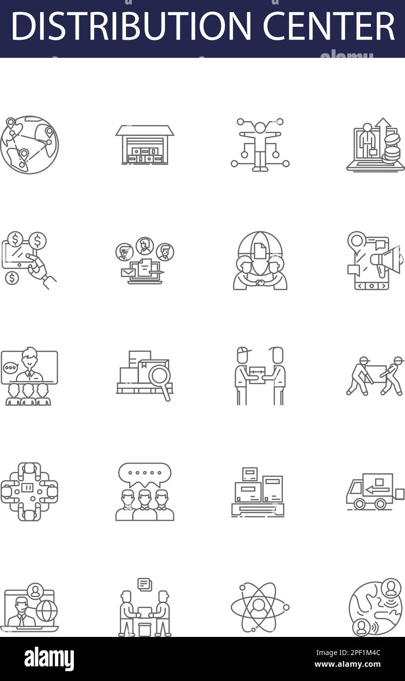 Distribution center line vector icons and signs. Storage, Logistics ...