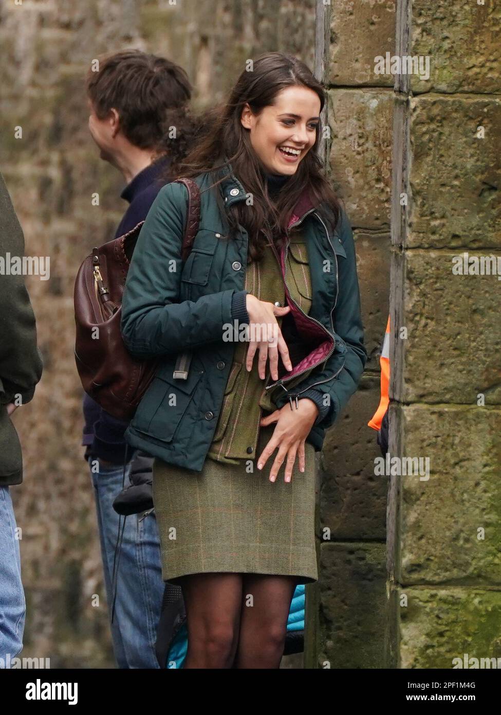 Actress Meg Bellamy, who plays Kate Middleton in between filming scenes ...