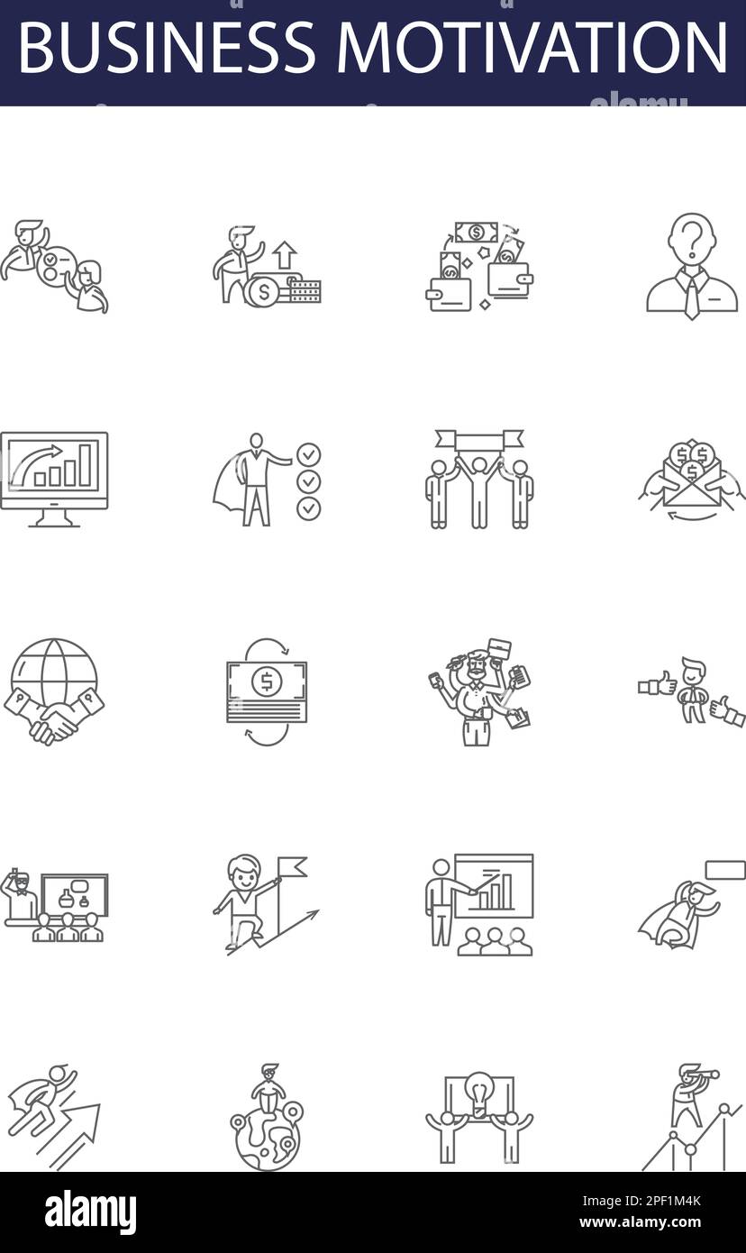 Business motivation line vector icons and signs. Success, Persistence ...
