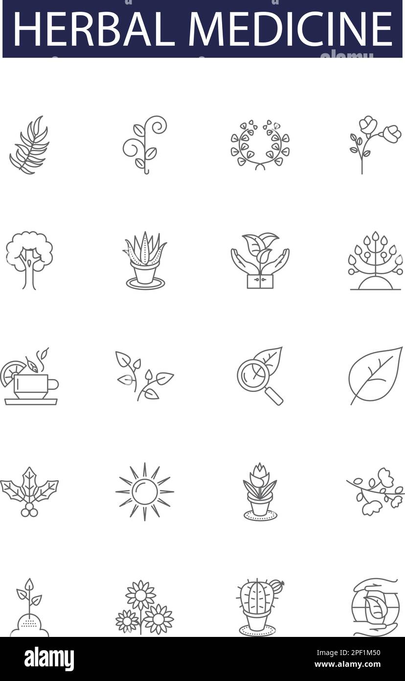 Herbal medicine line vector icons and signs. Medicine, Remedy, Plant ...