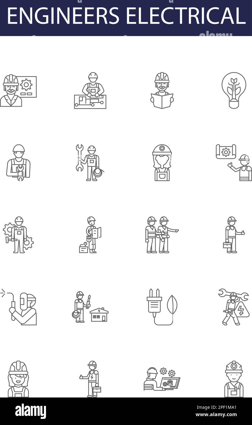 Engineers electrical line vector icons and signs. electrical ...