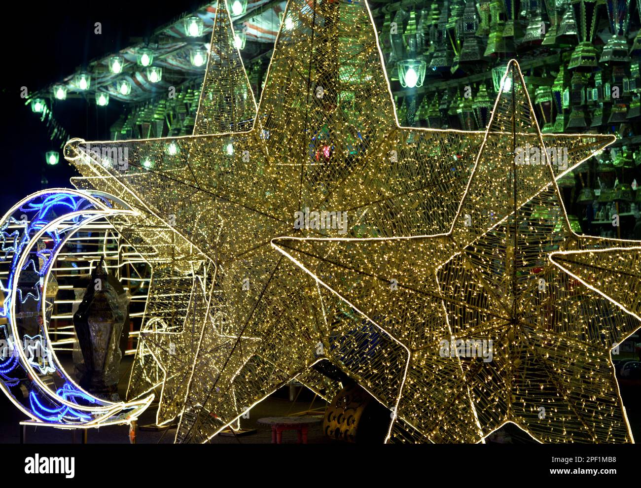 Background of festive decorations of Islamic Ramadan fasting month in ...