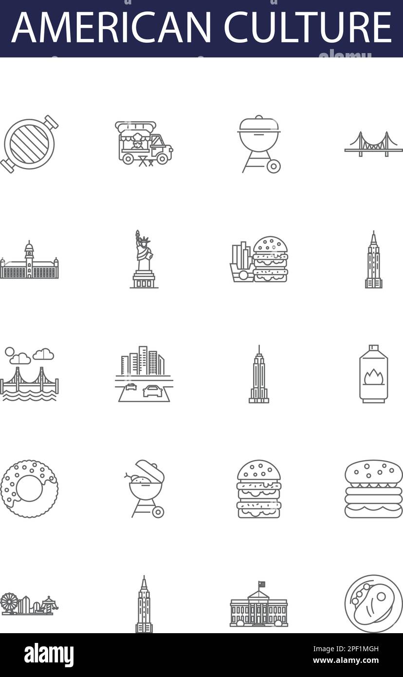 American culture line vector icons and signs. Culture, Heritage, Values ...