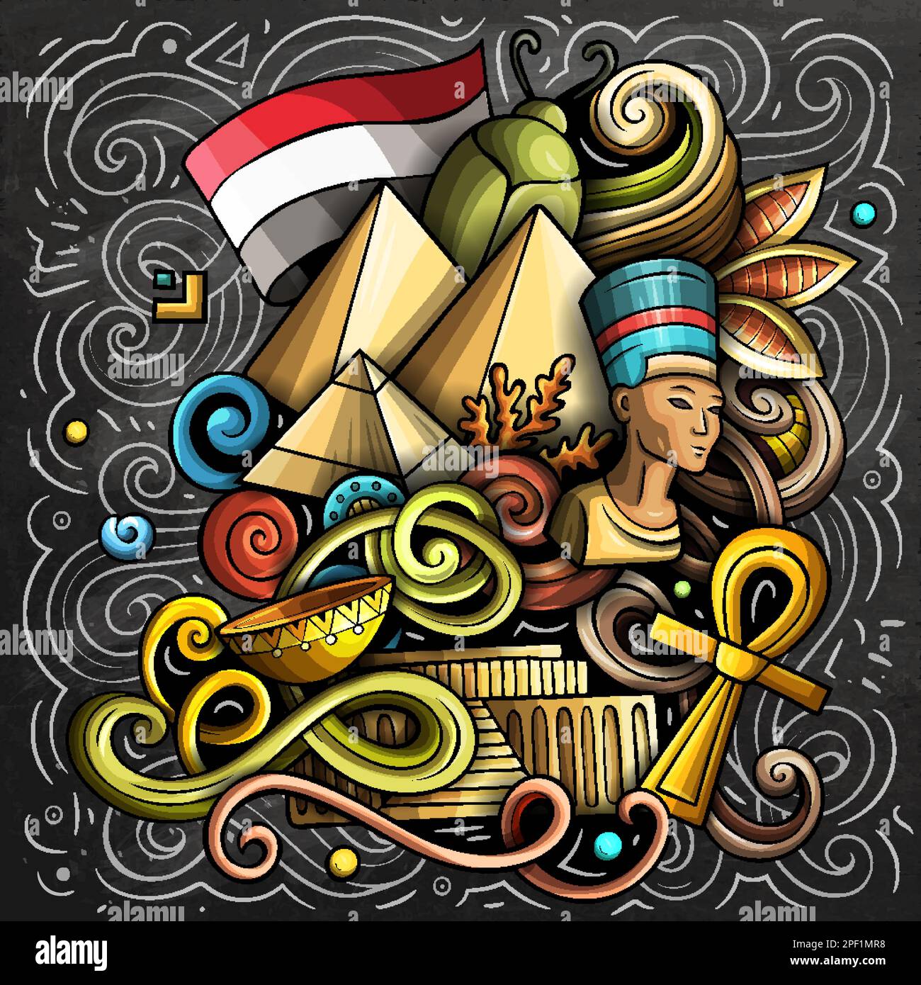 Egypt cartoon doodle illustration. Funny design. Creative vector ...