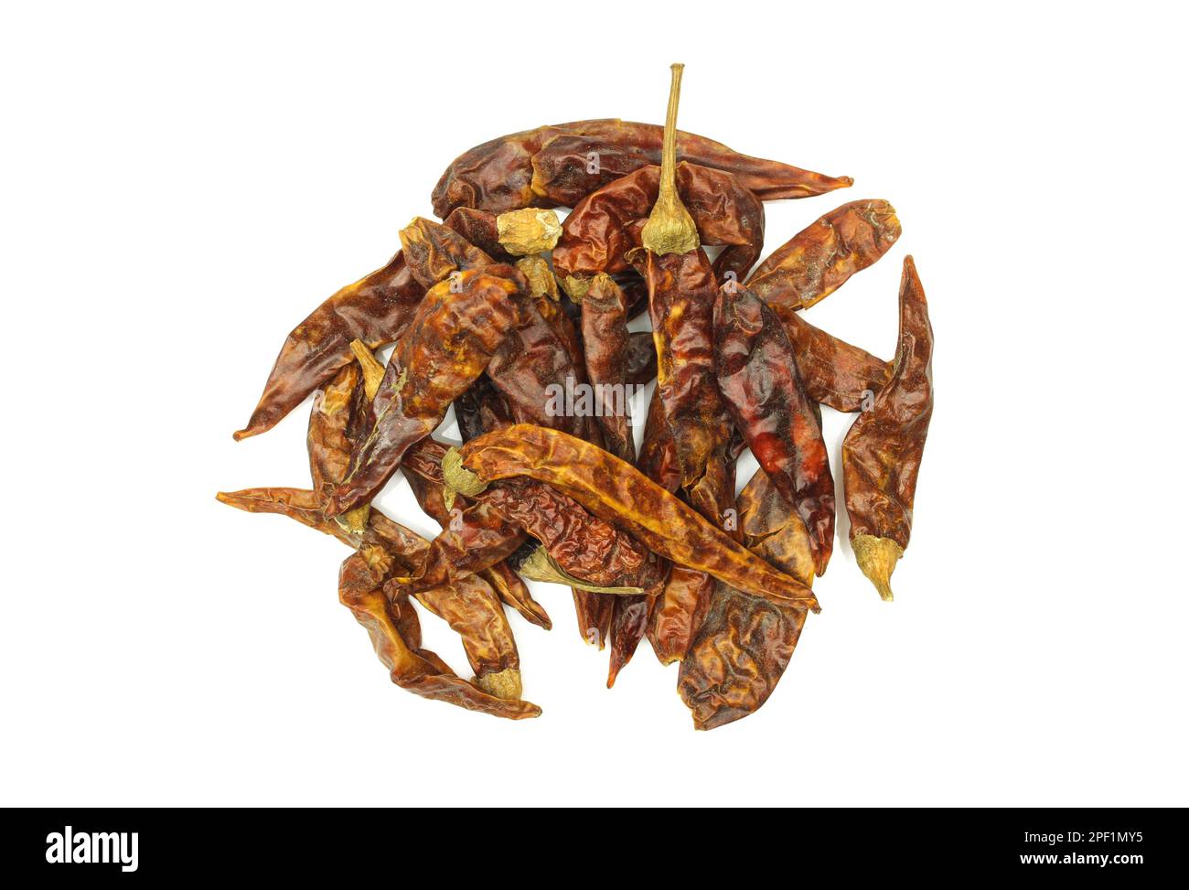 Group of small dry chili peppers isolated on white background Stock ...
