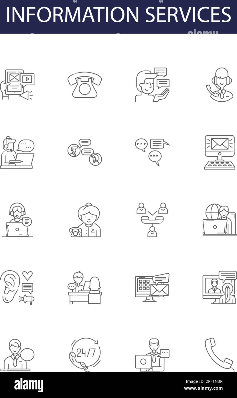Information services line vector icons and signs. service, business ...