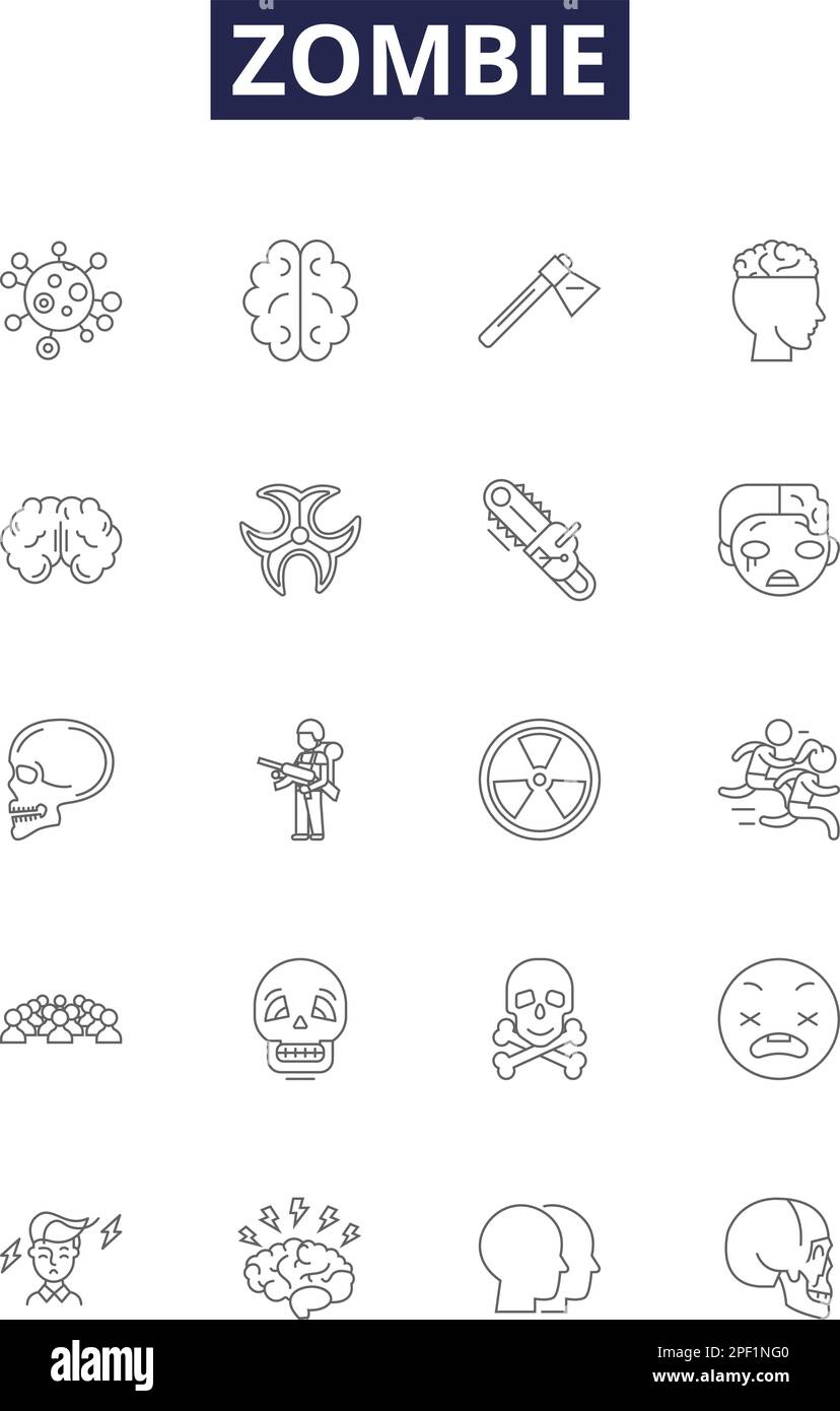 Zombie line vector icons and signs. Horror, Ghoul, Monster, Walking ...